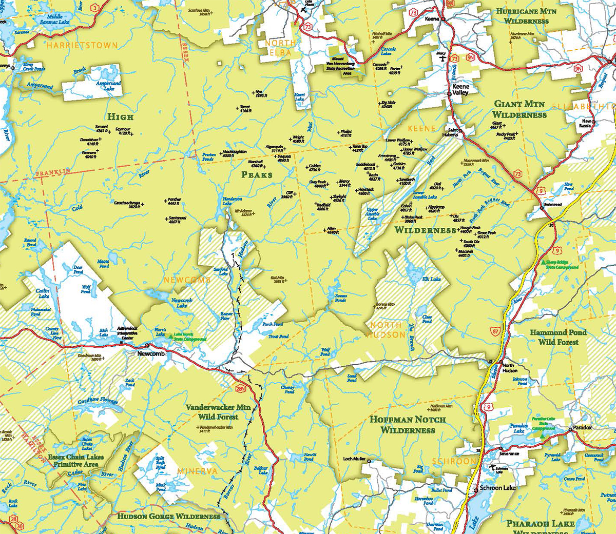 Large map of the Adirondack mountains, Adirondack Wilderness ... Large map of the Adirondack mountains, Adirondack Wilderness ...
